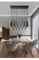 China JYLIGHTING Gold Finish Cylinder Stainless Steel Crystal Pendant Lamp, Multi-Tube Custom Hanging Light for Long Dining Table, Lobby & Staircase for sale