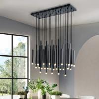 China JYLIGHTING Gold Finish Cylinder Stainless Steel Crystal Pendant Lamp, Multi-Tube Custom Hanging Light for Long Dining Table, Lobby & Staircase for sale