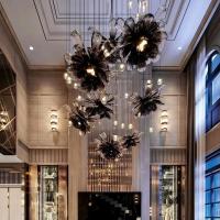 China JYLIGHTING Luxury Smoky Flower Glass Chandelier, Multi-Piece Floral Hanging Light for High Ceiling Staircase, Sales Office & Lobby Decoration for sale