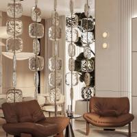 China JYLIGHTING Modern Vertical String Stainless Steel Glass Chandelier, Textured Glass Hanging Partition Light for Residential Space, Hotel Foyer & Stairwell Decoration for sale