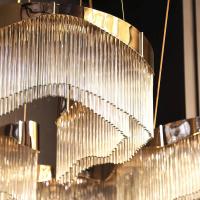 China JYLIGHTING Luxury Curved Wavy Rib Crystal Chandelier, S‑Shape Artistic Hanging Ceiling Light for Commercial Atrium, Reception Hall & Villa Project for sale