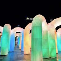 China JYLIGHTING Custom Color‑Changing PVC Inflatable Arch Light Installation, Large LED Illuminated Inflatable Sculpture for Outdoor Festival, Plaza & Event Decoration for sale