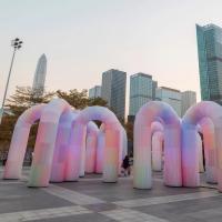 China JYLIGHTING Custom Color‑Changing PVC Inflatable Arch Light Installation, Large LED Illuminated Inflatable Sculpture for Outdoor Festival, Plaza & Event Decoration for sale
