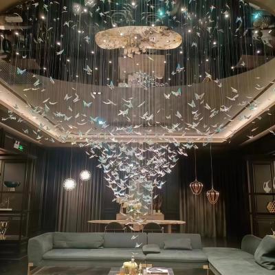 China JYLIGHTING Custom Butterfly‑Shaped Stainless Steel Crystal Chandelier, Large Suspended Ceiling Pendant Light, Art Decor Hanging Lamp for Hotel Lobby, Sales Showroom & Villa Engineering Projects for sale
