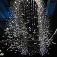 China JYLIGHTING Custom Butterfly‑Shaped Stainless Steel Crystal Chandelier, Large Suspended Ceiling Pendant Light, Art Decor Hanging Lamp for Hotel Lobby, Sales Showroom & Villa Engineering Projects for sale