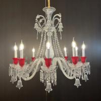 China JYLIGHTING Vintage Red Accent Crystal Candle‑Style Chandelier, Multi‑Arm Ornate Ceiling Pendant Lamp, Classic Decorative Lighting for Villa, Hotel Lobby & Banquet Hall Engineering Projects for sale