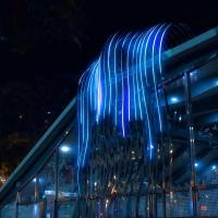 China JYLIGHTING Large Custom Wavy LED Strip Art Installation, Magnesium‑Aluminum Alloy Suspended Light Fixture for Exterior Commercial Engineering for sale