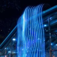 China JYLIGHTING Large Custom Wavy LED Strip Art Installation, Magnesium‑Aluminum Alloy Suspended Light Fixture for Exterior Commercial Engineering for sale