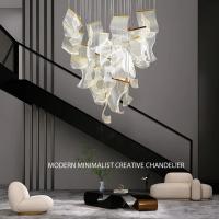China JYLIGHTING Artistic Curved Ribbon Acrylic Chandelier, Custom Decorative Hanging Lamp for Villa Foyer and Commercial Interior Space for sale
