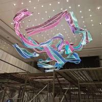 China JYLIGHTING Artistic Infinity‑Loop Glass Pendant Light, Steel Support Custom Hanging Chandelier for High‑Ceiling Commercial Interior Space for sale