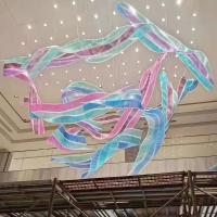 China JYLIGHTING Artistic Infinity‑Loop Glass Pendant Light, Steel Support Custom Hanging Chandelier for High‑Ceiling Commercial Interior Space for sale