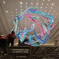 China JYLIGHTING Artistic Infinity‑Loop Glass Pendant Light, Steel Support Custom Hanging Chandelier for High‑Ceiling Commercial Interior Space for sale
