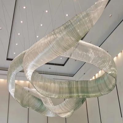 China JYLIGHTING Artistic Infinity‑Loop Glass Pendant Light, Steel Support Custom Hanging Chandelier for High‑Ceiling Commercial Interior Space for sale
