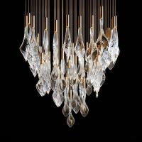 China JYLIGHTING Modern Twisted Clear Glass Chandelier, Steel Frame Hanging Ceiling Light for High‑End Lobby, Dining Hall & Sales Showroom for sale
