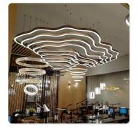China JYLIGHTING Modern Multi‑Layer Wave Steel Glass Pendant Light, Custom LED Art Ceiling Lamp for Mall Atrium, Lobby & Showroom Interior Projects for sale
