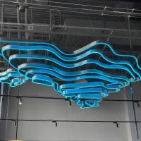 China JYLIGHTING Modern Multi‑Layer Wave Steel Glass Pendant Light, Custom LED Art Ceiling Lamp for Mall Atrium, Lobby & Showroom Interior Projects for sale