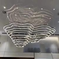 China JYLIGHTING Modern Multi‑Layer Wave Steel Glass Pendant Light, Custom LED Art Ceiling Lamp for Mall Atrium, Lobby & Showroom Interior Projects for sale