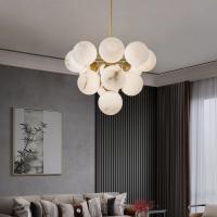 China JYLIGHTING Modern Bubble‑Sphere Marble Chandelier, Solid Brass Suspension Lamp for Luxury Villa, Dining Room and Hotel Reception Interior Projects for sale