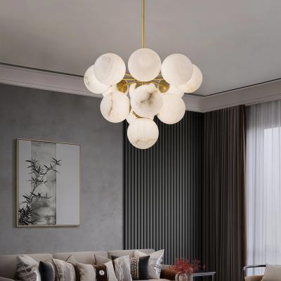 China JYLIGHTING Modern Bubble‑Sphere Marble Chandelier, Solid Brass Suspension Lamp for Luxury Villa, Dining Room and Hotel Reception Interior Projects for sale