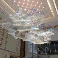 China JYLIGHTING Modern Wavy Mesh Mosaic Glass Chandelier, Steel‑Framed Hanging Art Light for Commercial Atrium, Exhibition Hall & Sales Showroom Projects for sale