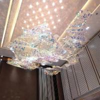 China JYLIGHTING Modern Wavy Mesh Mosaic Glass Chandelier, Steel‑Framed Hanging Art Light for Commercial Atrium, Exhibition Hall & Sales Showroom Projects for sale