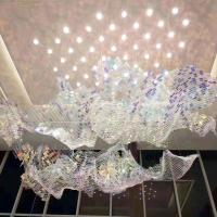 China JYLIGHTING Modern Wavy Mesh Mosaic Glass Chandelier, Steel‑Framed Hanging Art Light for Commercial Atrium, Exhibition Hall & Sales Showroom Projects for sale