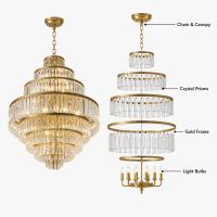 China JYLIGHTING Luxury Multi‑Layer Cone Crystal Suspension Lamp, Stainless Steel Frame Large Decorative Chandelier for High Ceiling Villa & Hotel Lobby for sale