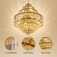 China JYLIGHTING Luxury Multi‑Layer Cone Crystal Suspension Lamp, Stainless Steel Frame Large Decorative Chandelier for High Ceiling Villa & Hotel Lobby for sale