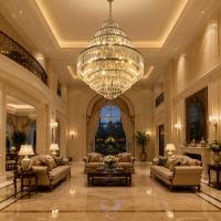 China JYLIGHTING Luxury Multi‑Layer Cone Crystal Suspension Lamp, Stainless Steel Frame Large Decorative Chandelier for High Ceiling Villa & Hotel Lobby for sale