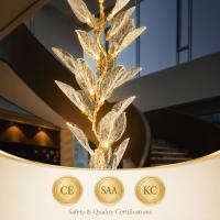 China JYLIGHTING Luxury Nature‑Inspired Leaf Suspension Light, Brass & Transparent Resin Chandelier for High‑Ceiling Villa Lobby & Atrium Interior Decoration for sale