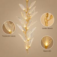 China JYLIGHTING Luxury Nature‑Inspired Leaf Suspension Light, Brass & Transparent Resin Chandelier for High‑Ceiling Villa Lobby & Atrium Interior Decoration for sale
