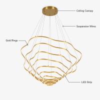 China JYLIGHTING Modern Abstract Wavy Ring Crystal Suspension Light, Multi‑Tier Decorative Ceiling Chandelier for High‑End Villa Lobby & Sales Office Interior Projects for sale