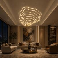 China JYLIGHTING Modern Abstract Wavy Ring Crystal Suspension Light, Multi‑Tier Decorative Ceiling Chandelier for High‑End Villa Lobby & Sales Office Interior Projects for sale