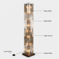 China JYLIGHTING Modern Tall Column Textured Glass Suspended Standing Lamp, Decorative Glass Floor Light for Hotel Guest Room, Villa Bedroom & Showroom Space Decoration for sale