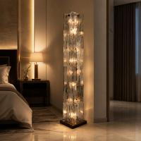 China JYLIGHTING Modern Tall Column Textured Glass Suspended Standing Lamp, Decorative Glass Floor Light for Hotel Guest Room, Villa Bedroom & Showroom Space Decoration for sale