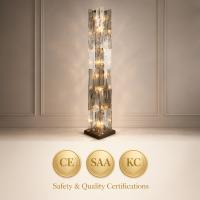 China JYLIGHTING Modern Tall Column Textured Glass Suspended Standing Lamp, Decorative Glass Floor Light for Hotel Guest Room, Villa Bedroom & Showroom Space Decoration for sale
