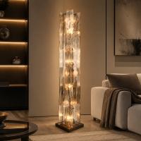 China JYLIGHTING Modern Tall Column Textured Glass Suspended Standing Lamp, Decorative Glass Floor Light for Hotel Guest Room, Villa Bedroom & Showroom Space Decoration for sale