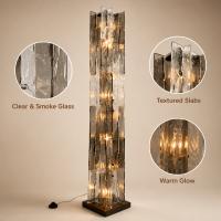 China JYLIGHTING Modern Tall Column Textured Glass Suspended Standing Lamp, Decorative Glass Floor Light for Hotel Guest Room, Villa Bedroom & Showroom Space Decoration for sale