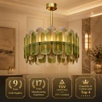 China JYLIGHTING Vintage Tiered Oval Glass Pendant Light, Iron Frame Drum‑Style Chandelier for High‑End Restaurant, Hotel Dining Area & Luxury Residential Interior Decoration for sale