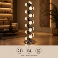 China JYLIGHTING Modern Spiral Sculptural Steel Floor Lamp with Marble Shades, Multi‑Bulb Decorative Standing Lamp for High‑End Villa, Hotel Lounge and Showroom Interior for sale