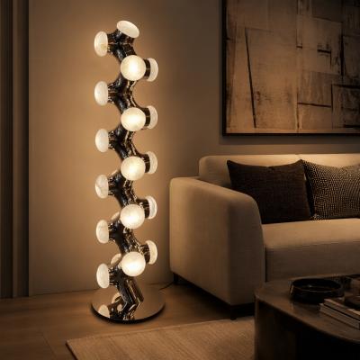 China JYLIGHTING Modern Spiral Sculptural Steel Floor Lamp with Marble Shades, Multi‑Bulb Decorative Standing Lamp for High‑End Villa, Hotel Lounge and Showroom Interior for sale