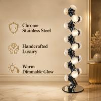 China JYLIGHTING Modern Spiral Sculptural Steel Floor Lamp with Marble Shades, Multi‑Bulb Decorative Standing Lamp for High‑End Villa, Hotel Lounge and Showroom Interior for sale