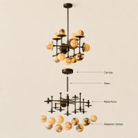 China JYLIGHTING Luxury Multi‑Sphere Brass Alabaster Chandelier, Artistic Planet‑Shaped Hanging Light for Commercial & High‑End Residential Spaces for sale