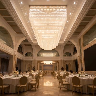China JYLIGHTING Luxury Tiered Rectangular Crystal Chandelier, Custom Metal‑Framed Ceiling Lamp for Grand Lobby and Commercial Interior Projects for sale