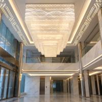China JYLIGHTING Luxury Tiered Rectangular Crystal Chandelier, Custom Metal‑Framed Ceiling Lamp for Grand Lobby and Commercial Interior Projects for sale