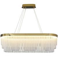 China JYLIGHTING Luxury Long Oval Tassel Glass Chandelier, Gold‑Tone Iron‑Framed Hanging Lamp for Restaurant, Villa and Hospitality Interior Projects for sale