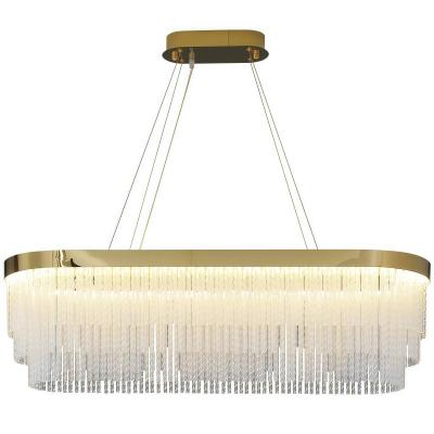 China JYLIGHTING Luxury Long Oval Tassel Glass Chandelier, Gold‑Tone Iron‑Framed Hanging Lamp for Restaurant, Villa and Hospitality Interior Projects for sale