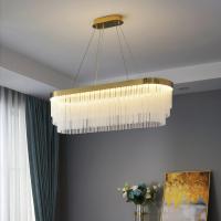 China JYLIGHTING Luxury Long Oval Tassel Glass Chandelier, Gold‑Tone Iron‑Framed Hanging Lamp for Restaurant, Villa and Hospitality Interior Projects for sale
