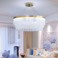 China JYLIGHTING Luxury Long Oval Tassel Glass Chandelier, Gold‑Tone Iron‑Framed Hanging Lamp for Restaurant, Villa and Hospitality Interior Projects for sale