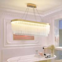 China JYLIGHTING Luxury Long Oval Tassel Glass Chandelier, Gold‑Tone Iron‑Framed Hanging Lamp for Restaurant, Villa and Hospitality Interior Projects for sale